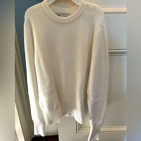 Zara | Sweaters | Zara Brand New Snowy White Pristine Sweater Ribbed ...